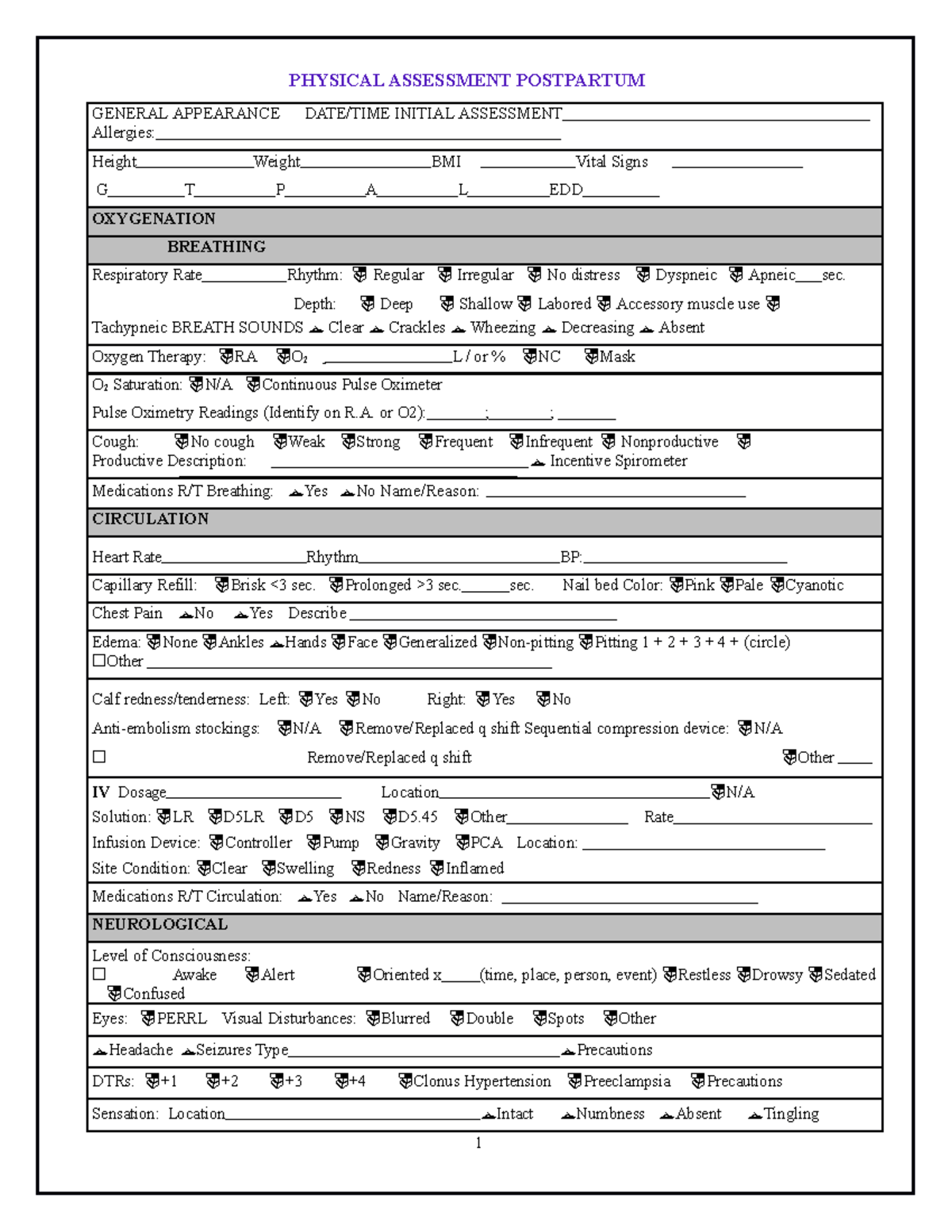 Physical Assessment Postpartum - PHYSICAL ASSESSMENT POSTPARTUM GENERAL ...