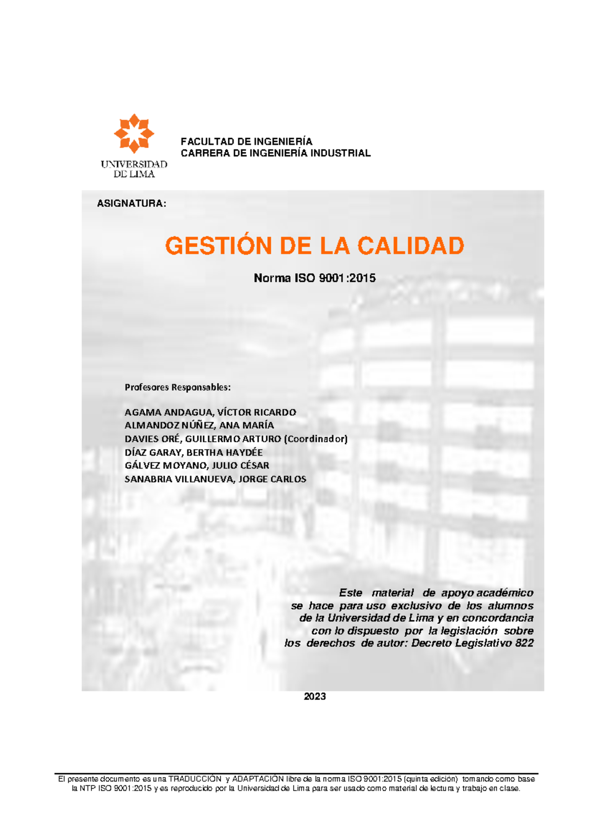 2023-2 Norma ISO DIS 9001-2015 - El presente documento es una ...