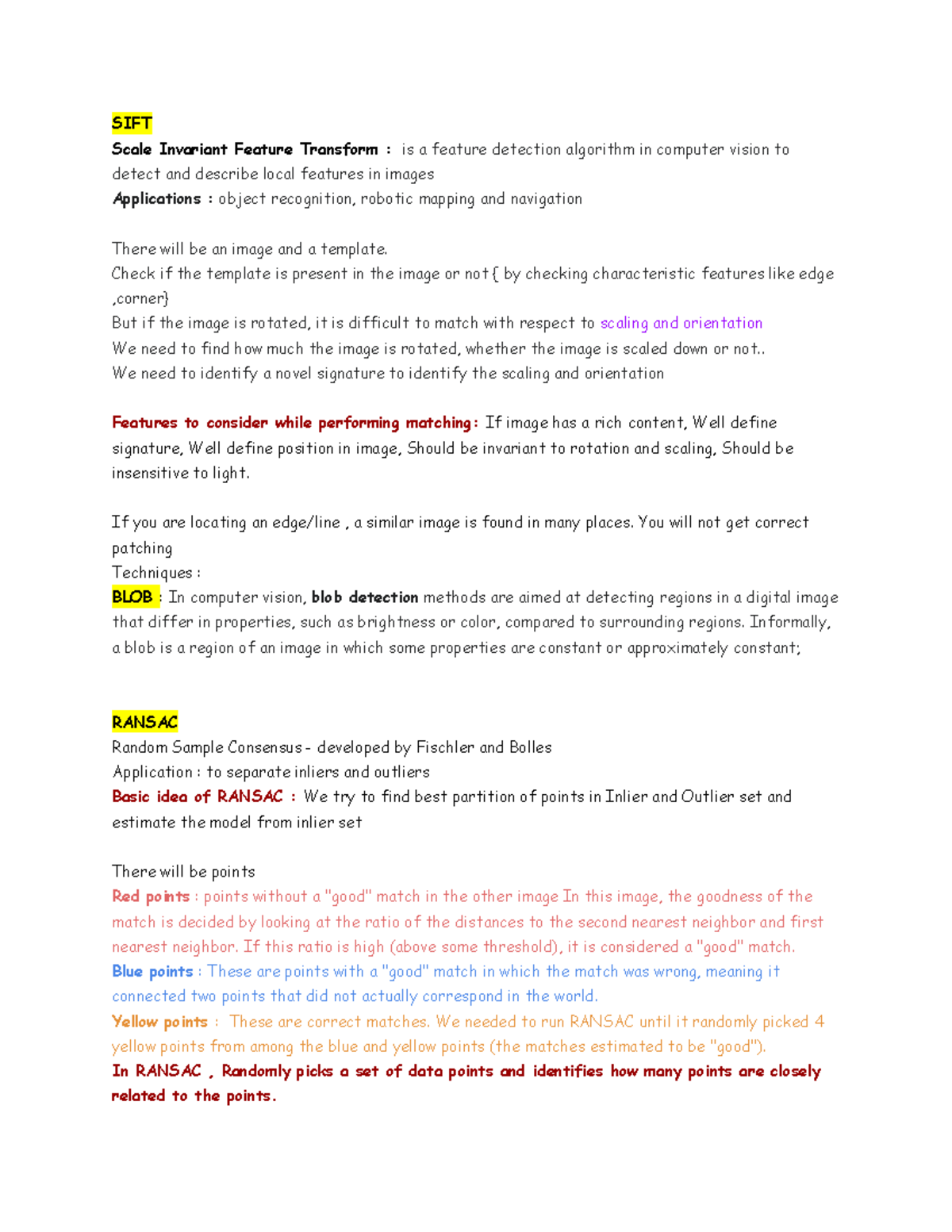 Computer Vision 4 - Lecture notes 4 - SIFT Scale Invariant Feature ...