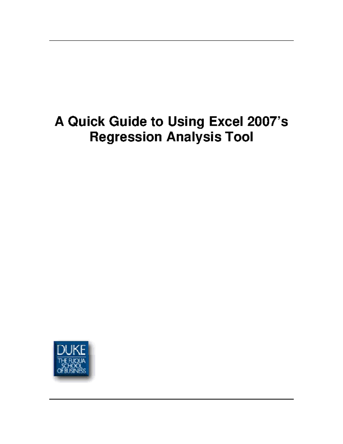 Use Excel 2007 Regression - A Quick Guide to Using Excel 2007’s ...