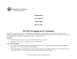 Clinical Field Experience B - SPD-485 Research-Based Intervention Strategies Part 1: Identifying ...