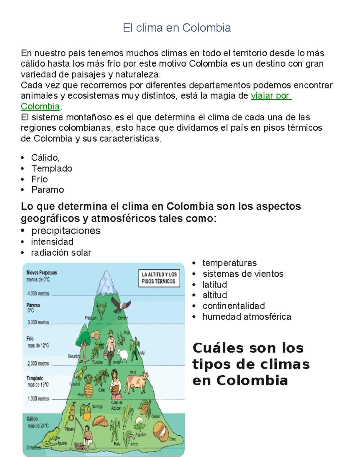 El clima en Colombia - Cada vez que recorremos por diferentes ...