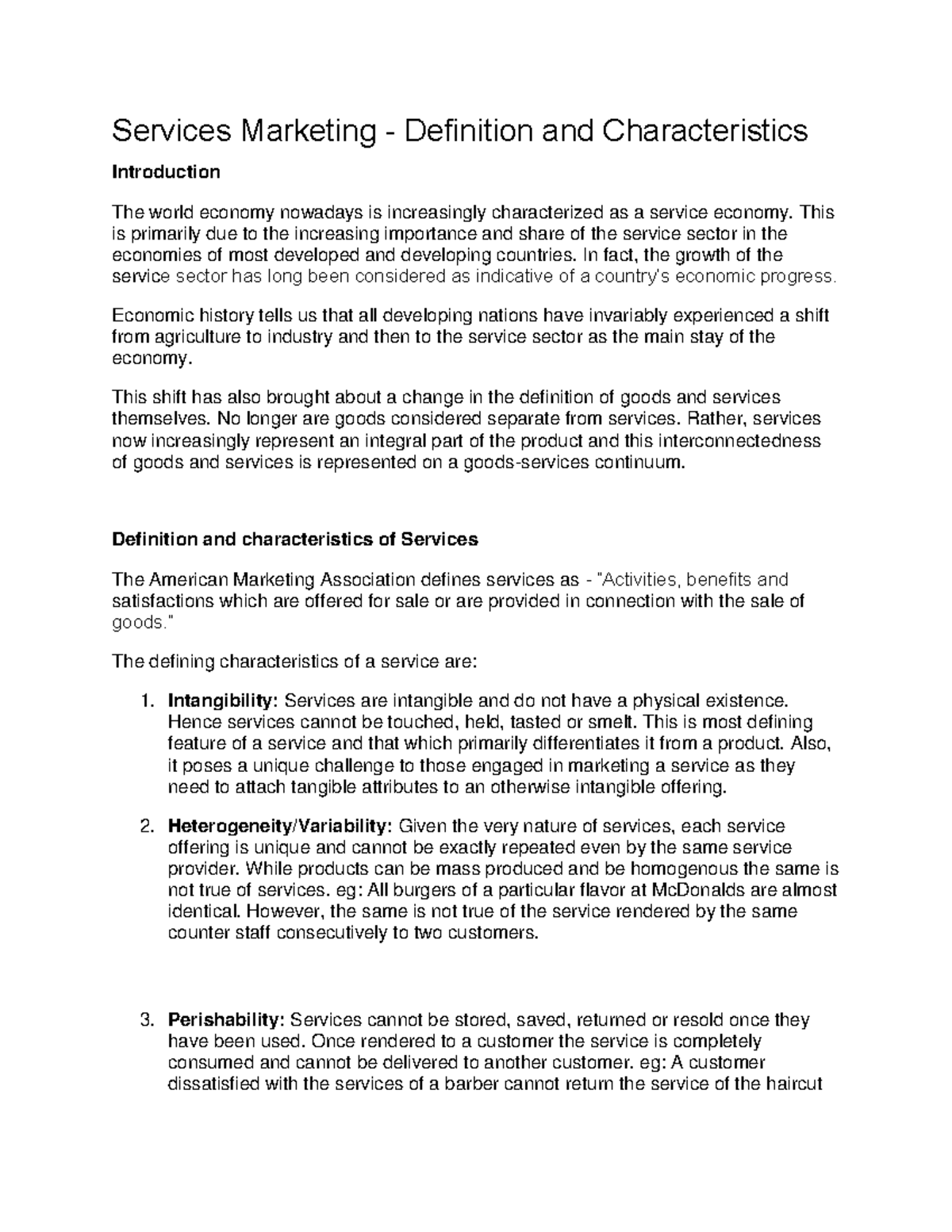 Service Marketing - H208 - Services Marketing - Definition and ...