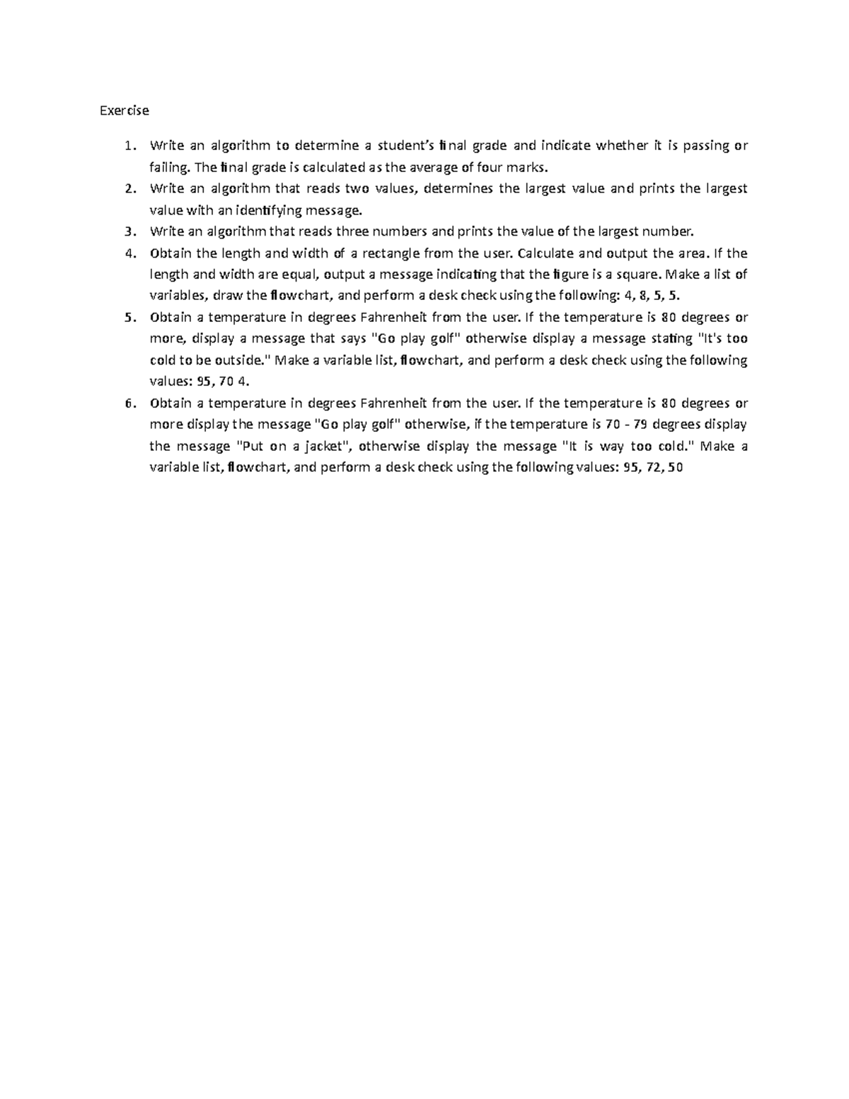 Selection example - Exercise Write an algorithm to determine a student ...