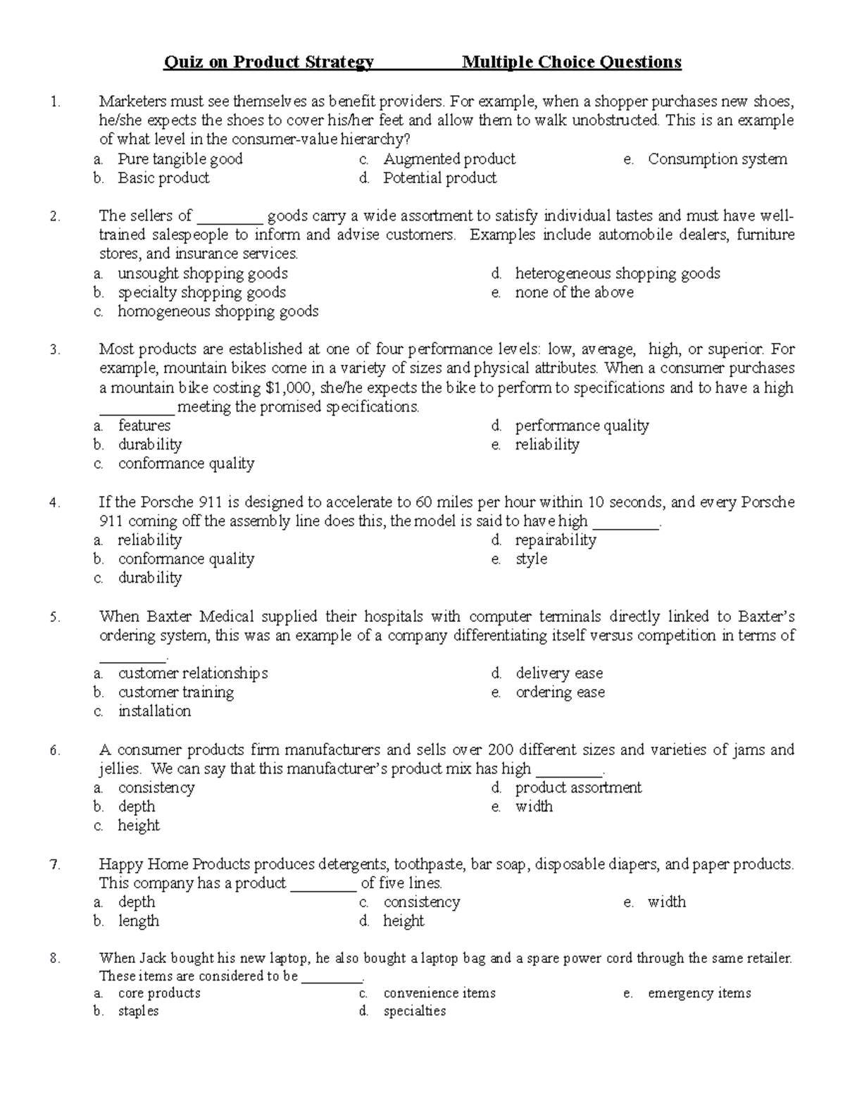 Quiz- Product Strategy - Quiz on Product Strategy Multiple Choice ...