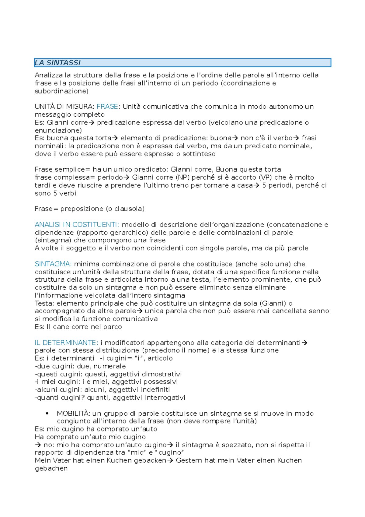 La Sintassi, la frase, analisi in costituenti, sintagma - LA SINTASSI ...
