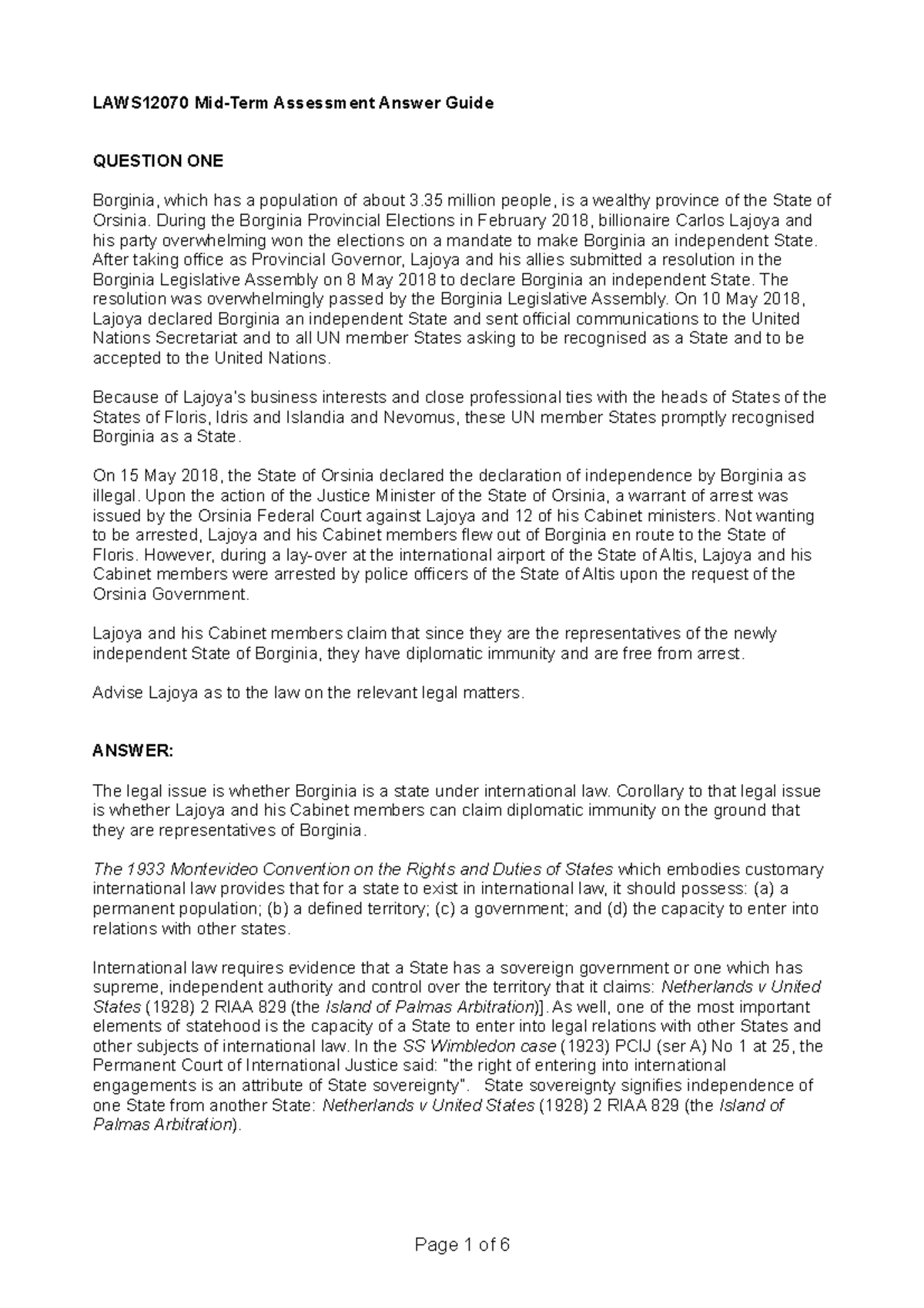 LAWS12070 Mid-Term Answer Guide - LAWS12070 Mid-Term Assessment Answer ...