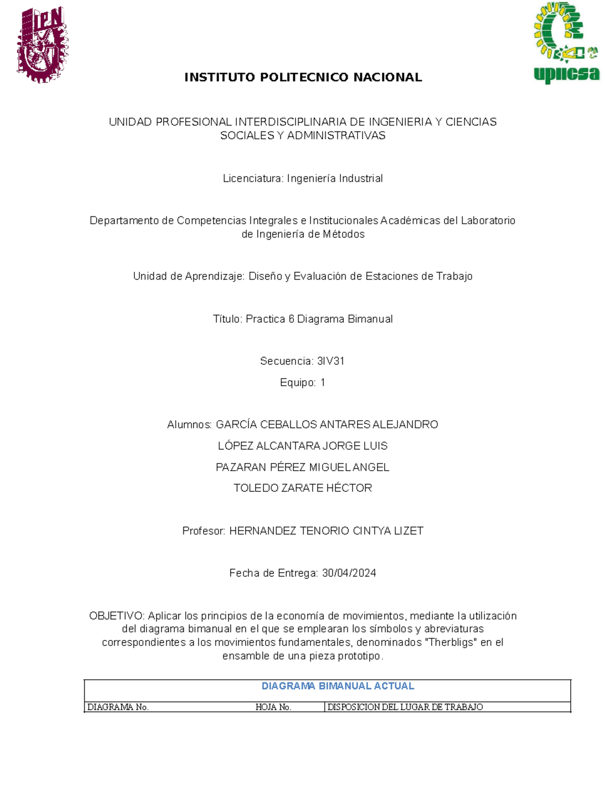 3IV31 Equipo 1 Practca 6 - INSTITUTO POLITECNICO NACIONAL UNIDAD PROFESIONAL INTERDISCIPLINARIA ...
