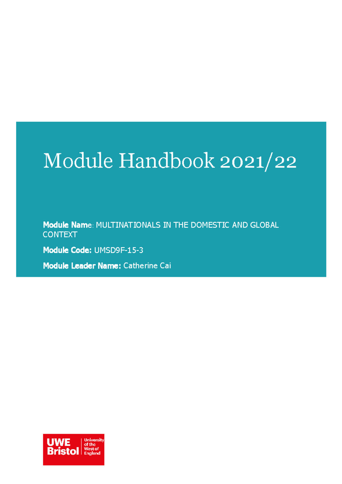 MDGC Module Handbook V2 - Module Handbook 2021/ Module Name ...