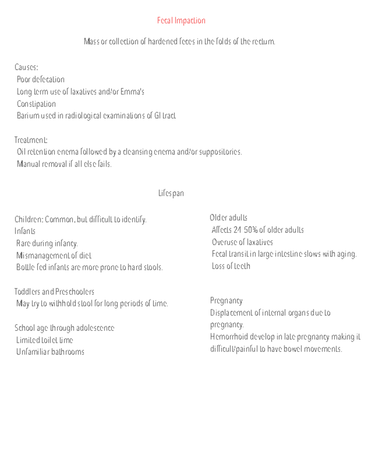 Mobility, Elimination, Infection 6 - Fecal Impaction Mass or collection ...