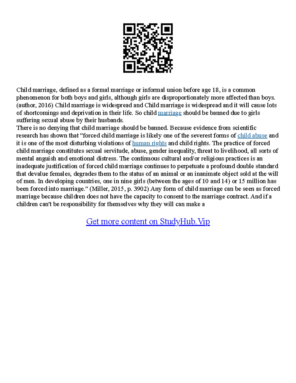 Child Marriage Essay - Child marriage, defined as a formal marriage or ...