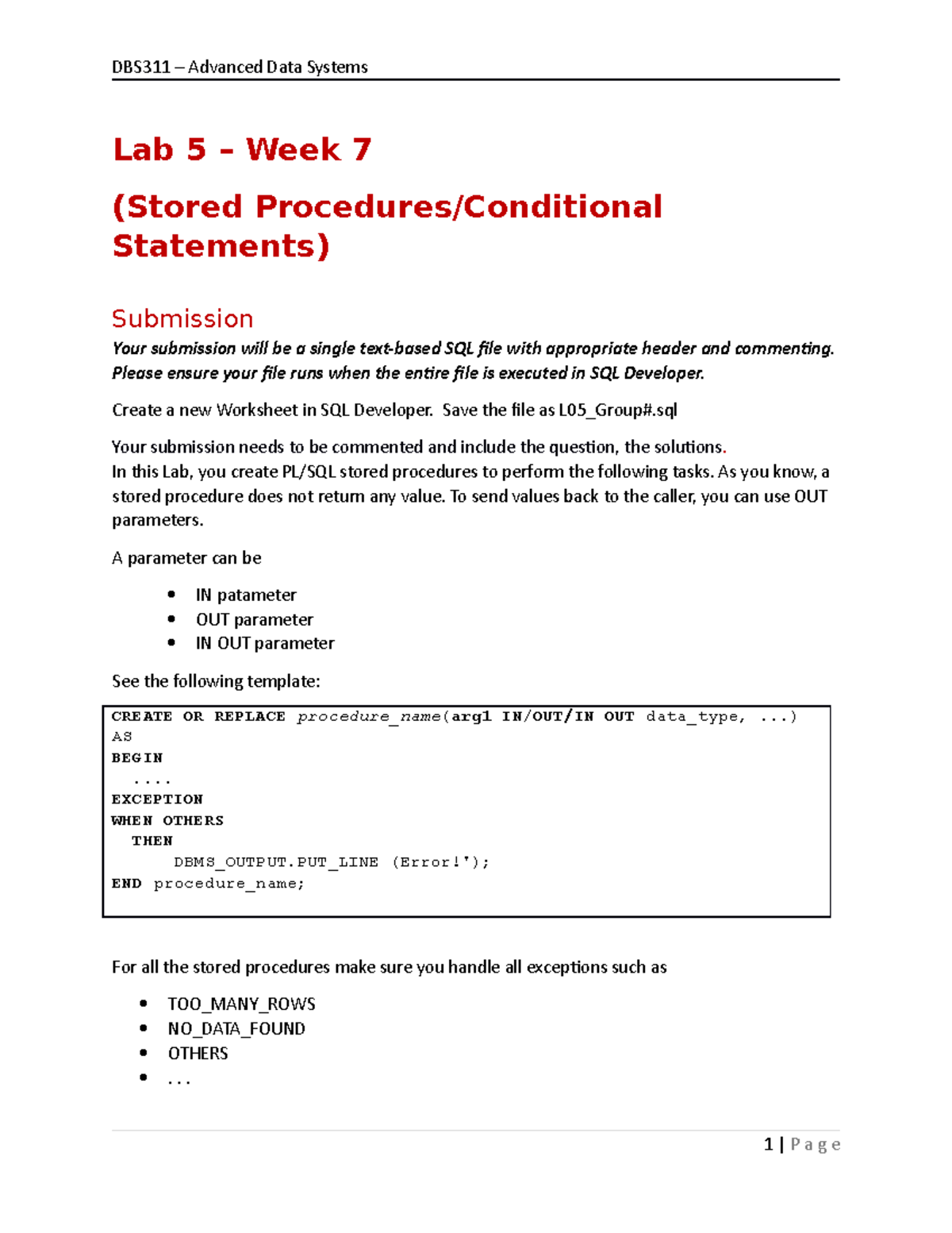 DBS311-lab5 - hahaahhaha - Lab 5 – Week 7 (Stored Procedures ...