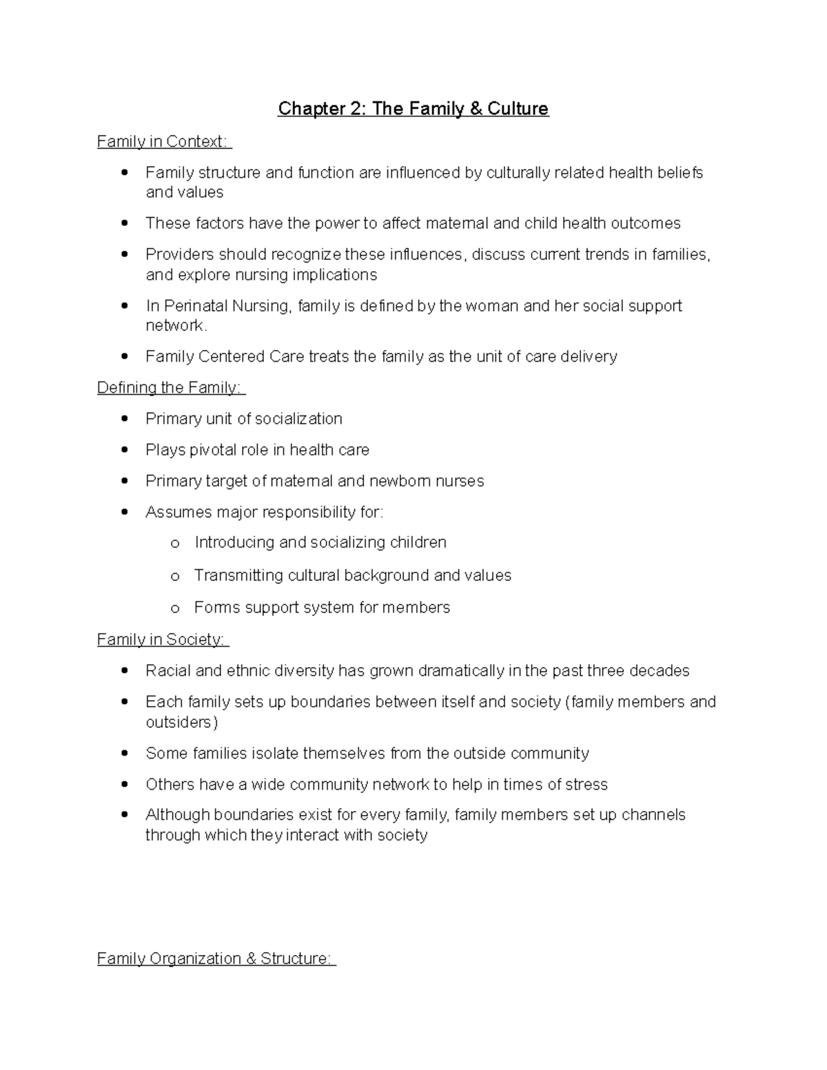 Session 6 - Lecture notes 6 - Chapter 2: The Family & Culture Family in ...