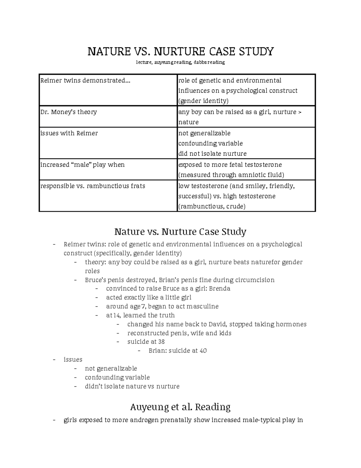 8. Nature vs. Nurture Case Study - NATURE VS. NURTURE CASE STUDY ...