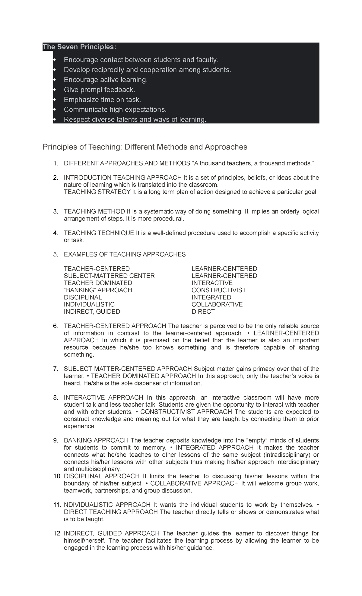 The Seven Principles and Teaching Methods - The Seven Principles ...