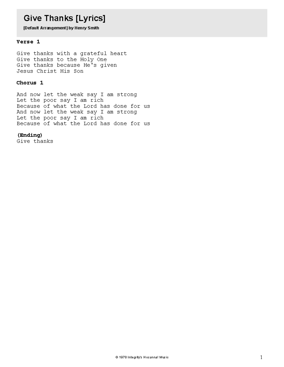 Give thanks - lyrics - Mathematics in the Modern World - Give Thanks ...