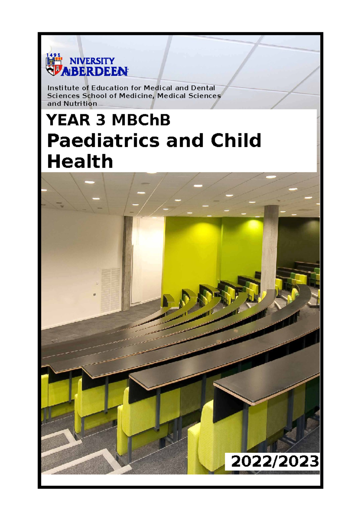 Year 3 MBCh B Paediatrics and Child Health 2022-2023 - Institute of ...