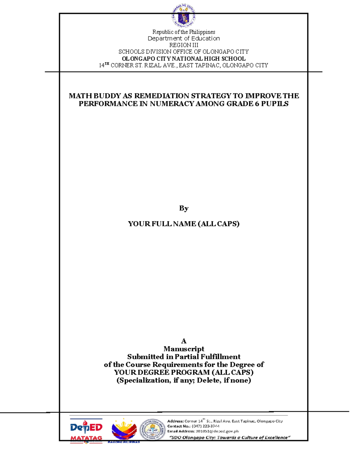 Research- Paper- Template - Department of Education REGION III SCHOOLS ...