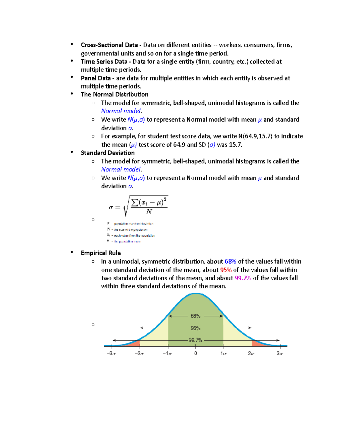 Class Two - Professor Ahrens - Cross-Sectional Data - Data on different ...