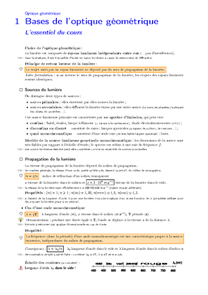 Chapitre 2 formation d'image Miroirs et dioptres - cours d'optique ...