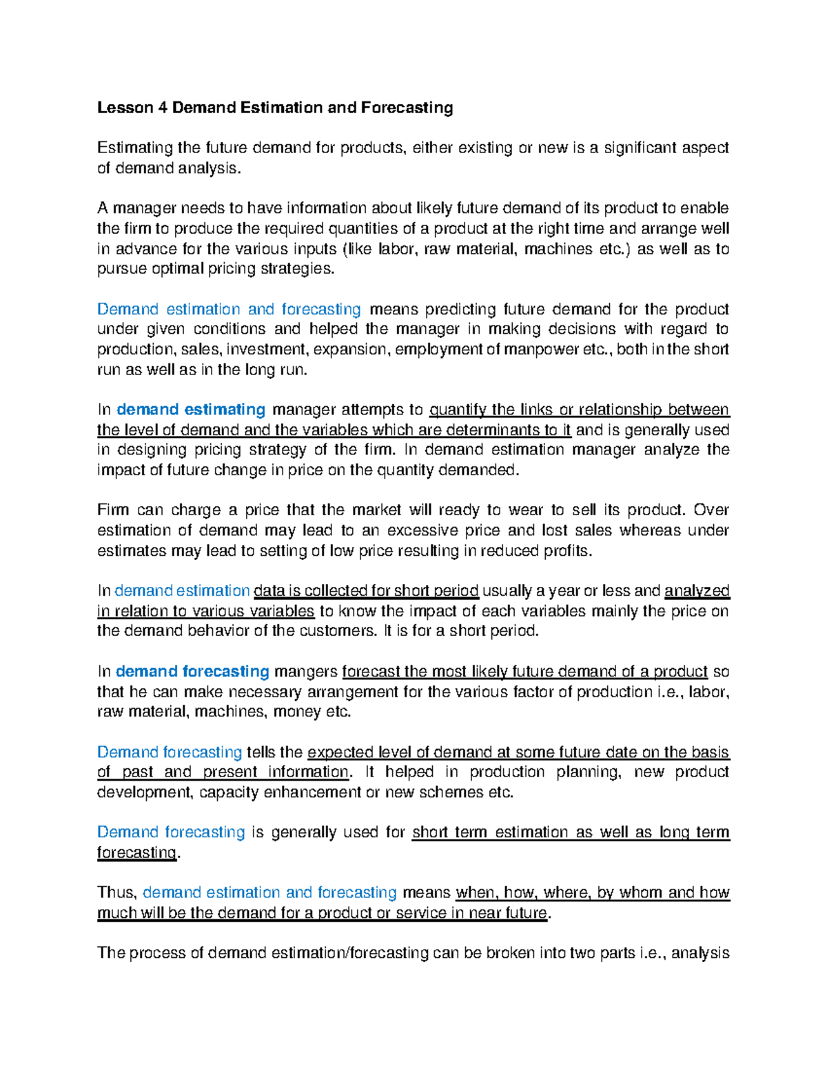 Lesson 4 Demand Estimation and Forecasting - Lesson 4 Demand Estimation and Forecasting ...