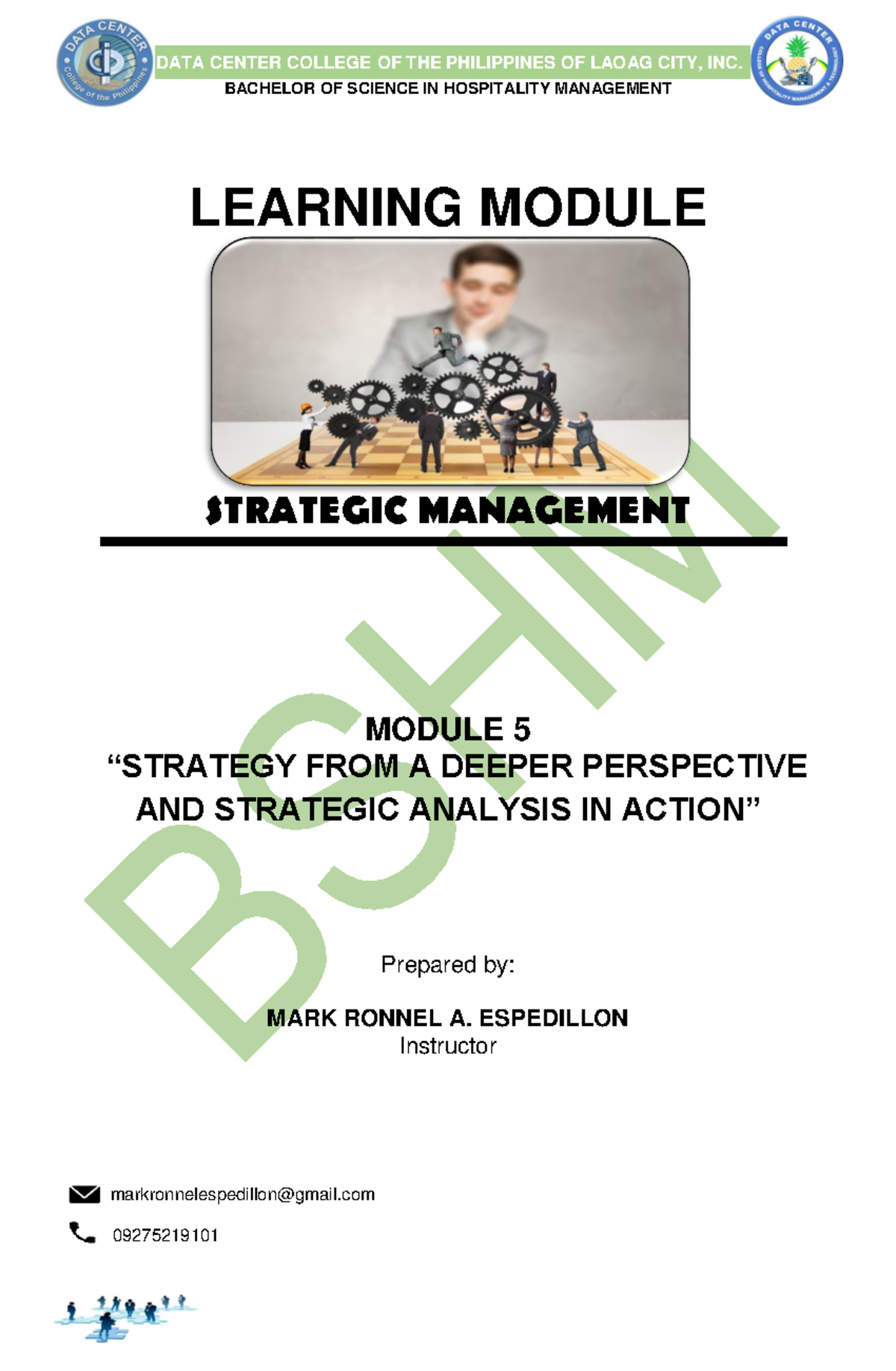 Module 5 Strategic Management - BACHELOR OF SCIENCE IN HOSPITALITY ...
