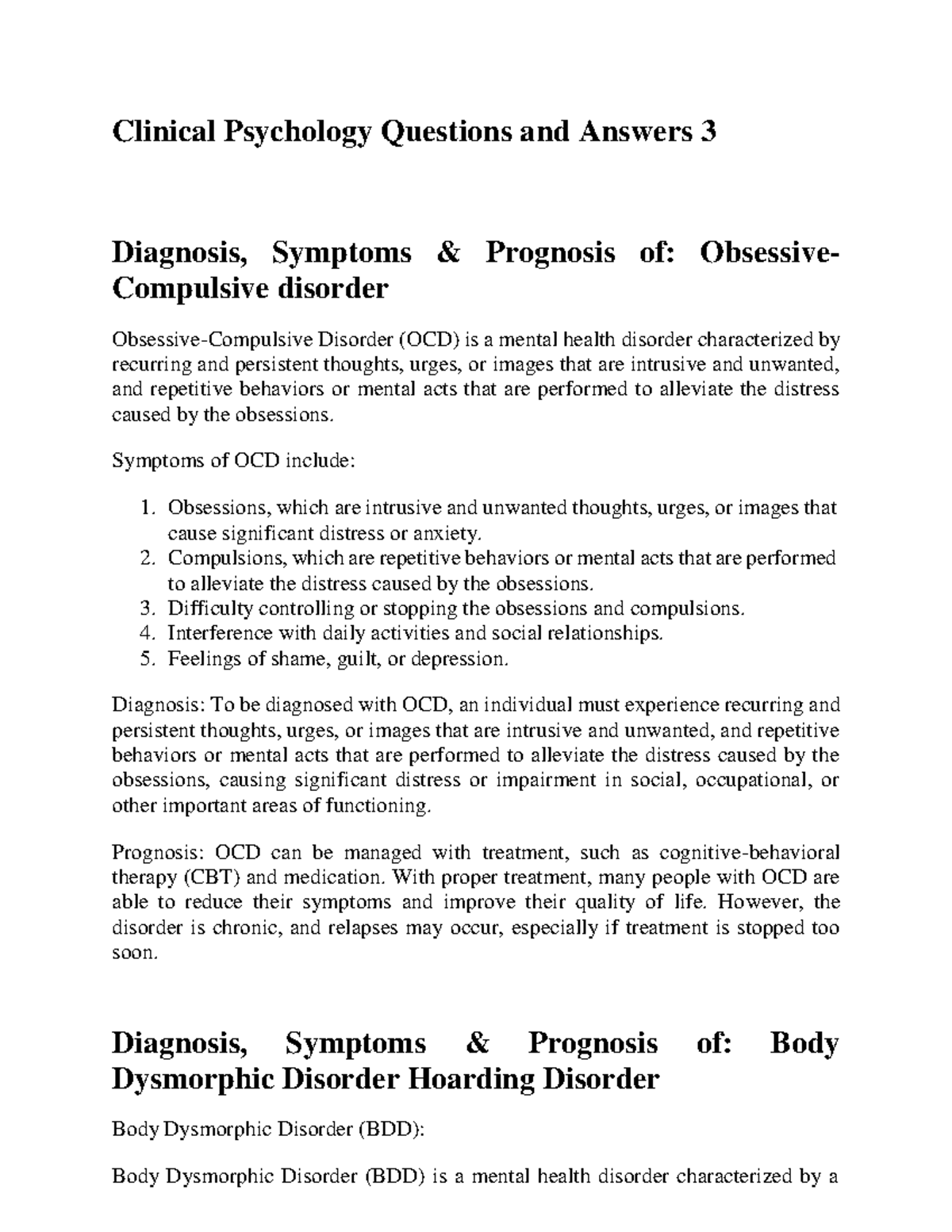 Clinical psychology basic questions 3 - Clinical Psychology Questions ...