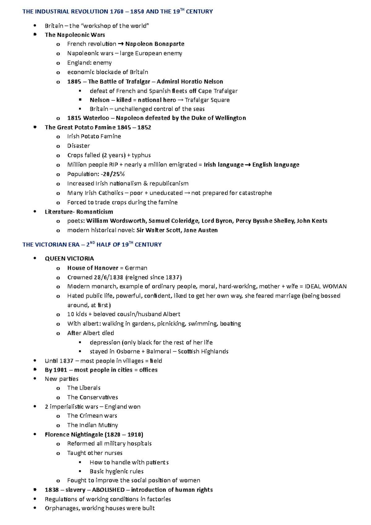 19-20 century in Britain - THE INDUSTRIAL REVOLUTION 1760 – 1850 AND ...