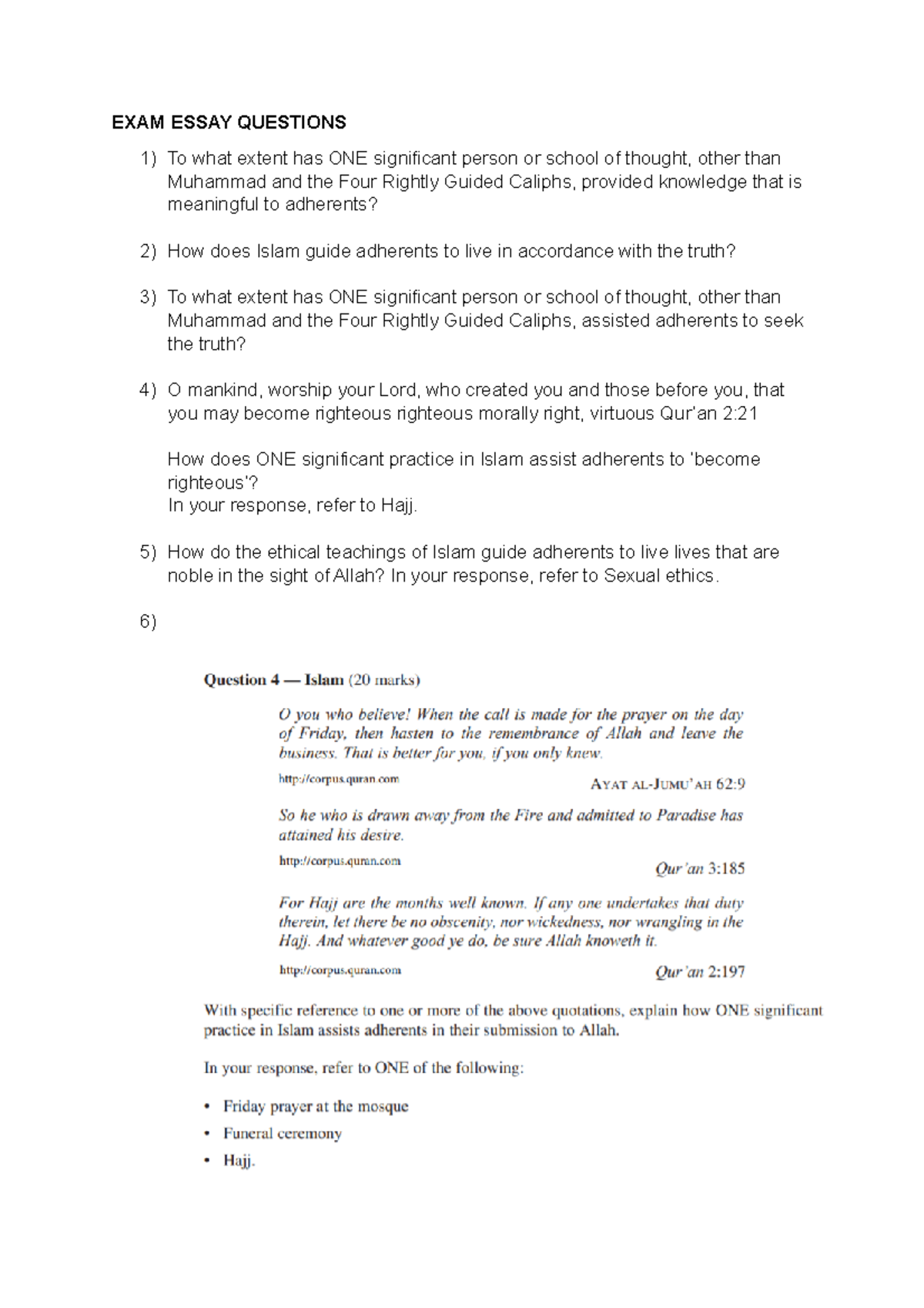 EXAM Essay Questions - sdsdds - EXAM ESSAY QUESTIONS To what extent has ...