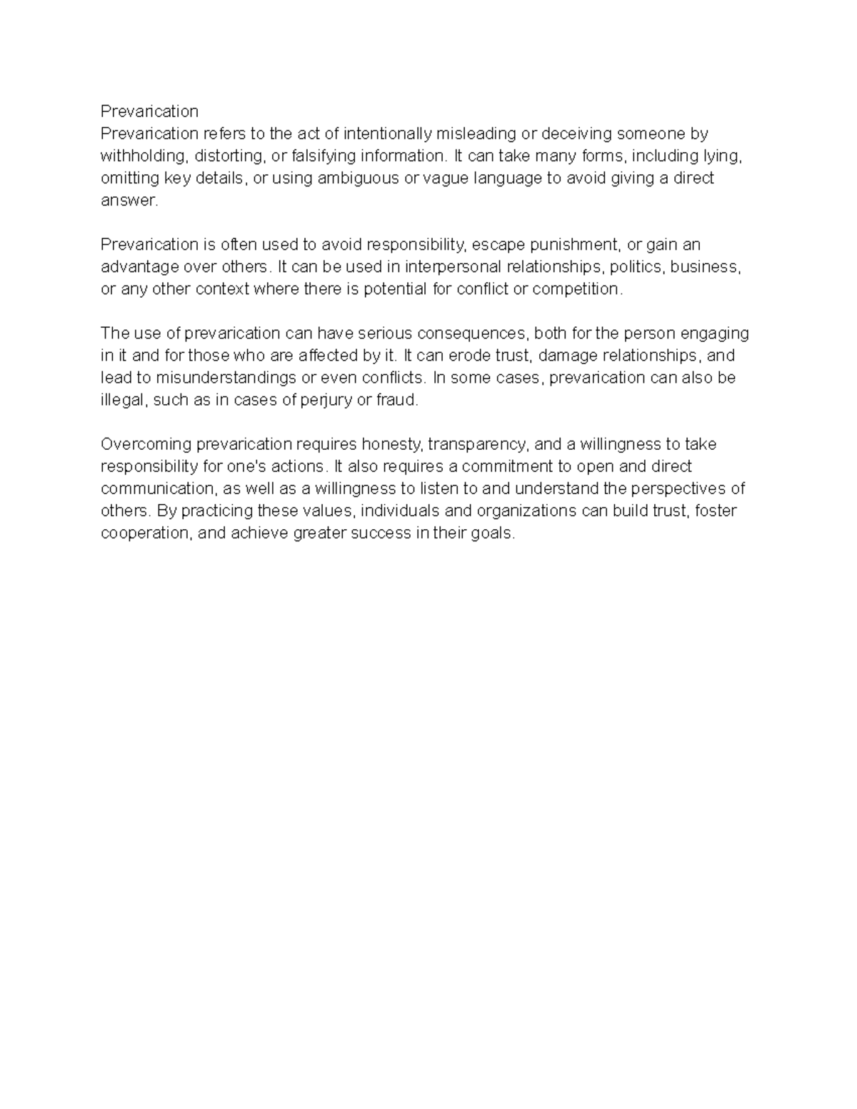 Prevarication - Prevarication Prevarication refers to the act of ...