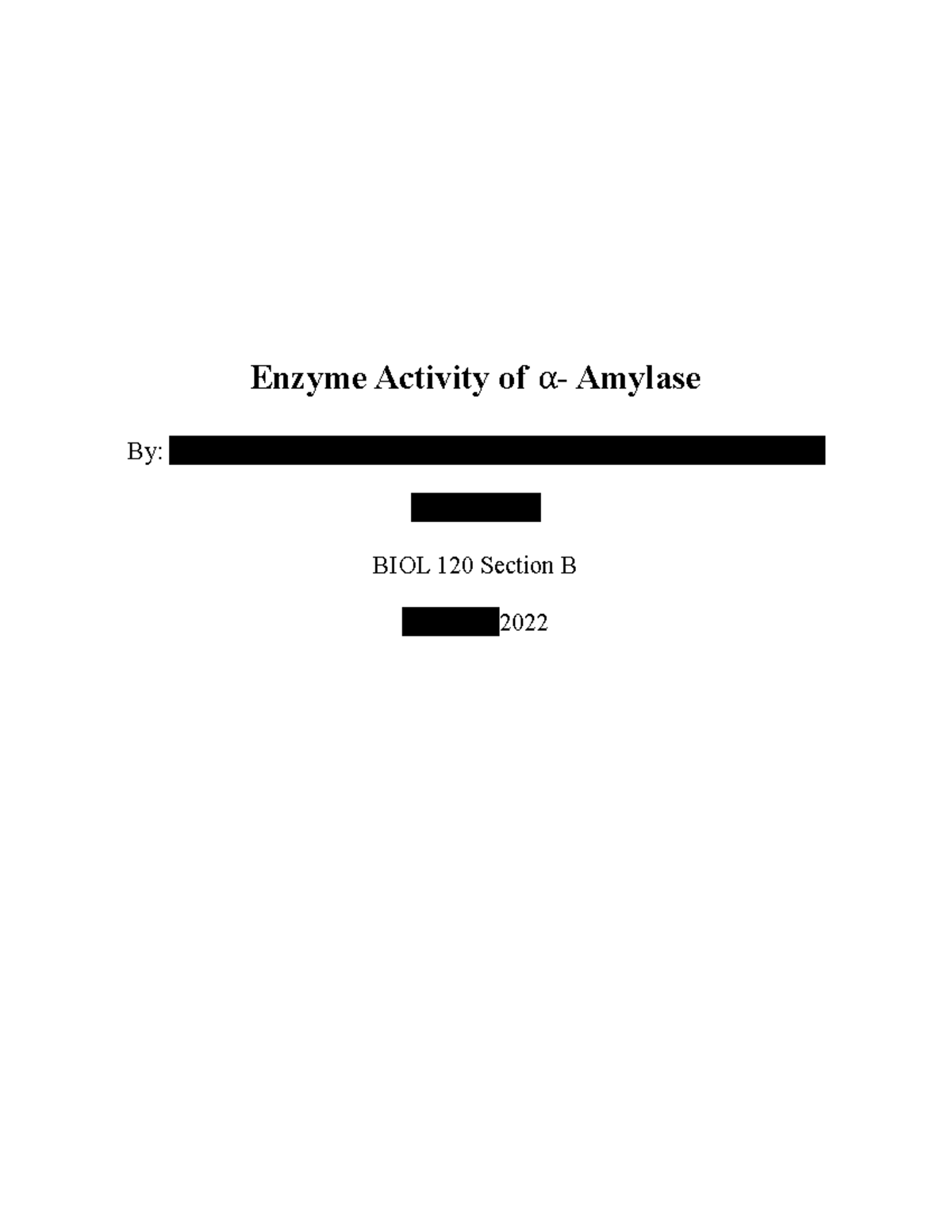 Lab Report #2 BIOL 120 B - Enzyme Activity of - Amylase α By: Garcelle ...