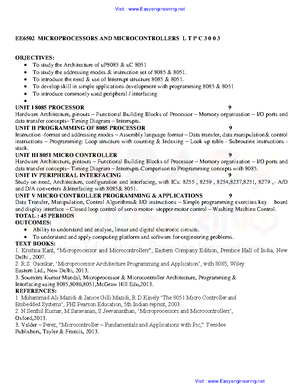 Microcontroller 8051 - Notes on 8051 by teacher - Microprocessors And ...