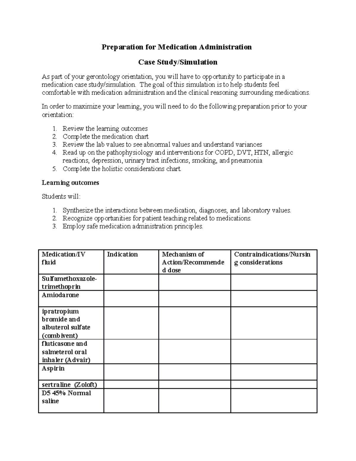 Preparation for Gerontology Scenario 1 Medication Administration (002 ...