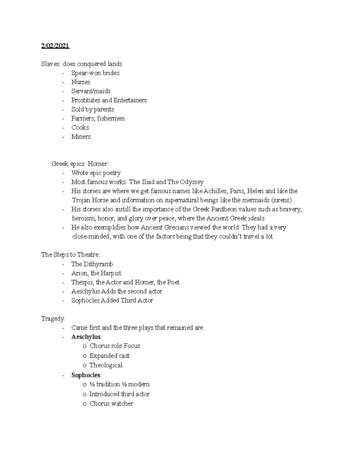 Theatre Notes - Pounds-Williams - 2/02/ Slaves: does conquered lands ...
