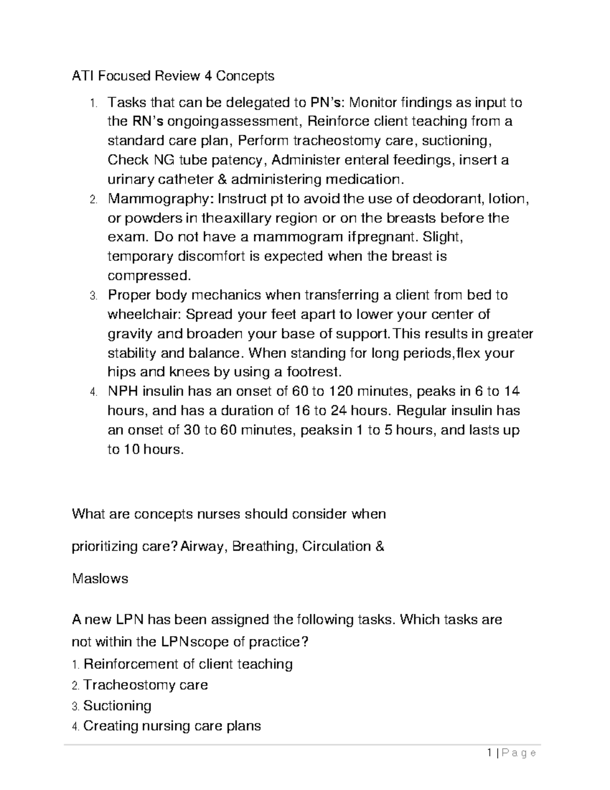 ATI Focused Review 4 Concepts - ATI Focused Review 4 Concepts Tasks ...