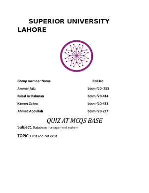 BSCS-F22-DB-4AB-Assignment 1 - Date: 07-08- Assignment:1 Fall 2022 Course Title: Database ...