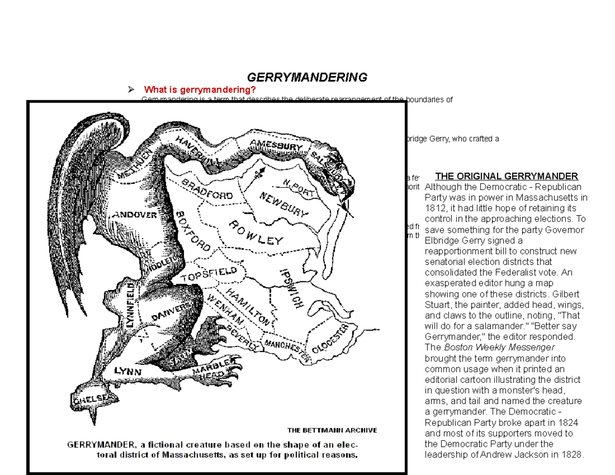 Gerrymandering Notes - GERRYMANDERING What is gerrymandering ...