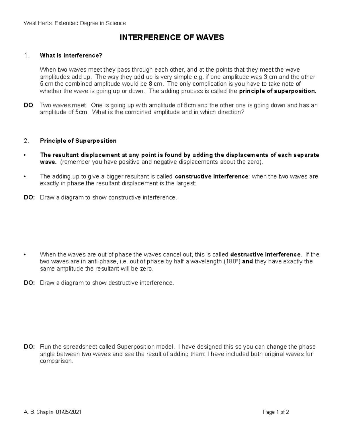 Intereference Notes - West Herts: Extended Degree in Science ...