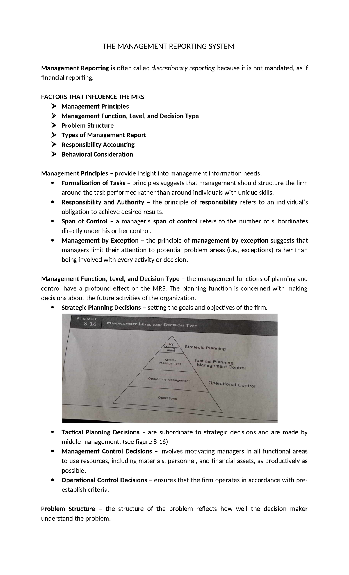 THE Management Reporting System Group 7 - THE MANAGEMENT REPORTING ...