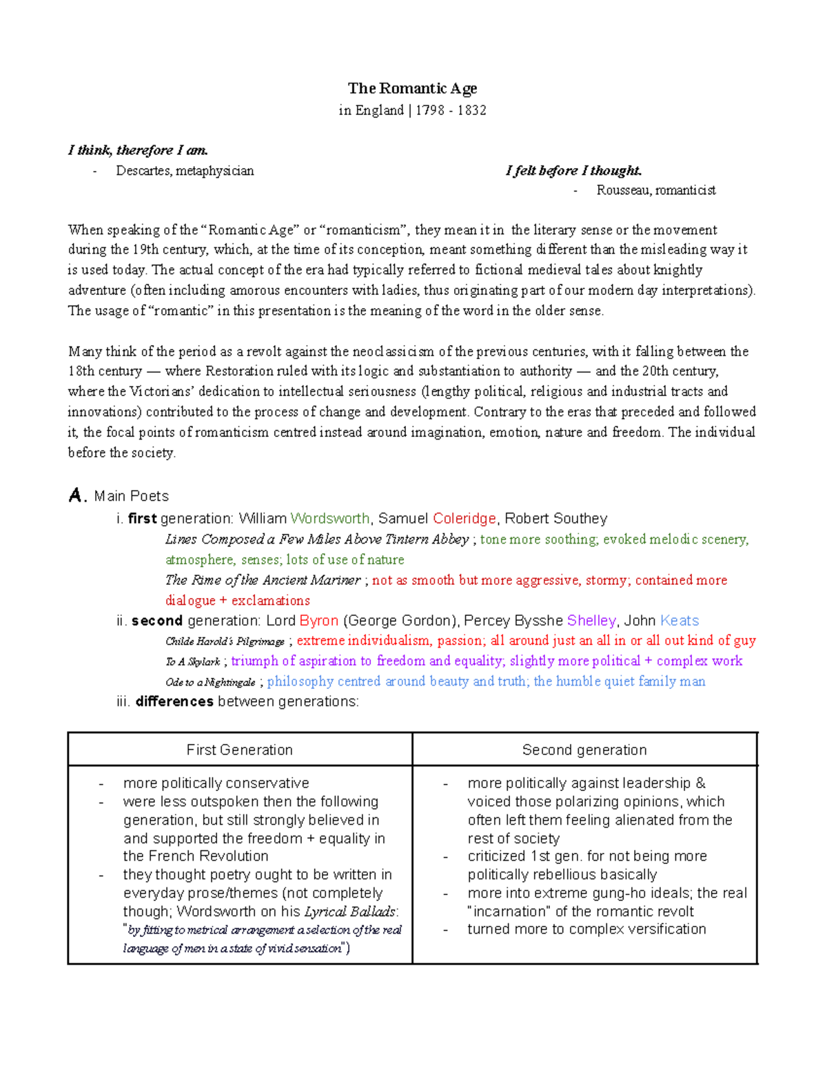 Romanticism - Lecture notes 3 - The Romantic Age in England | 1798 ...
