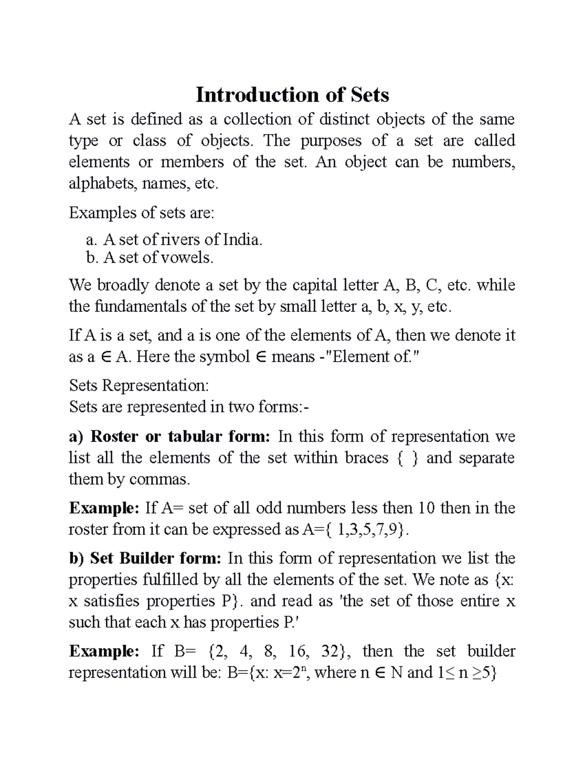 Sets Intro And Types And Operations Introduction Of Sets A Set Is Defined As A Collection Of
