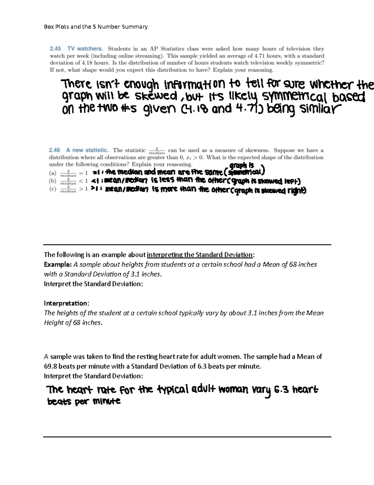 Box Plots and the 5 Number Summary - - Studocu