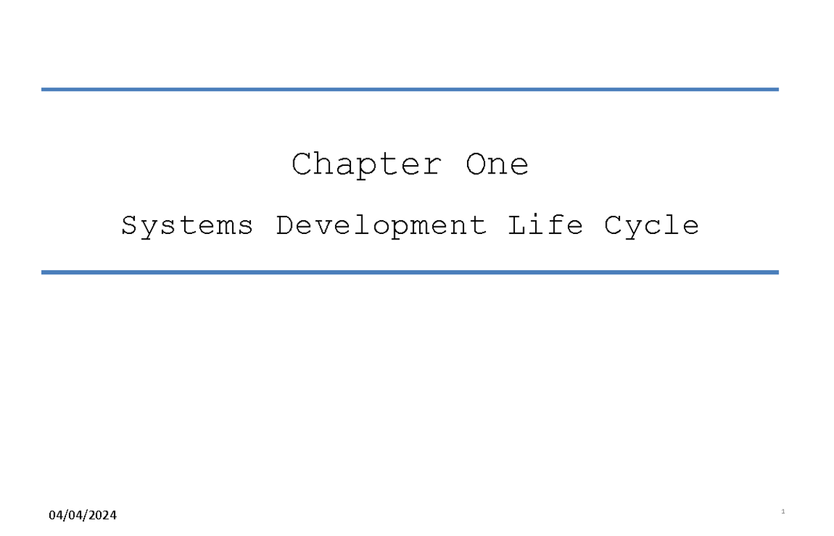 SAD-chapter 1 - Chapter One Systems Development Life Cycle 1 Introduction System System - Studocu