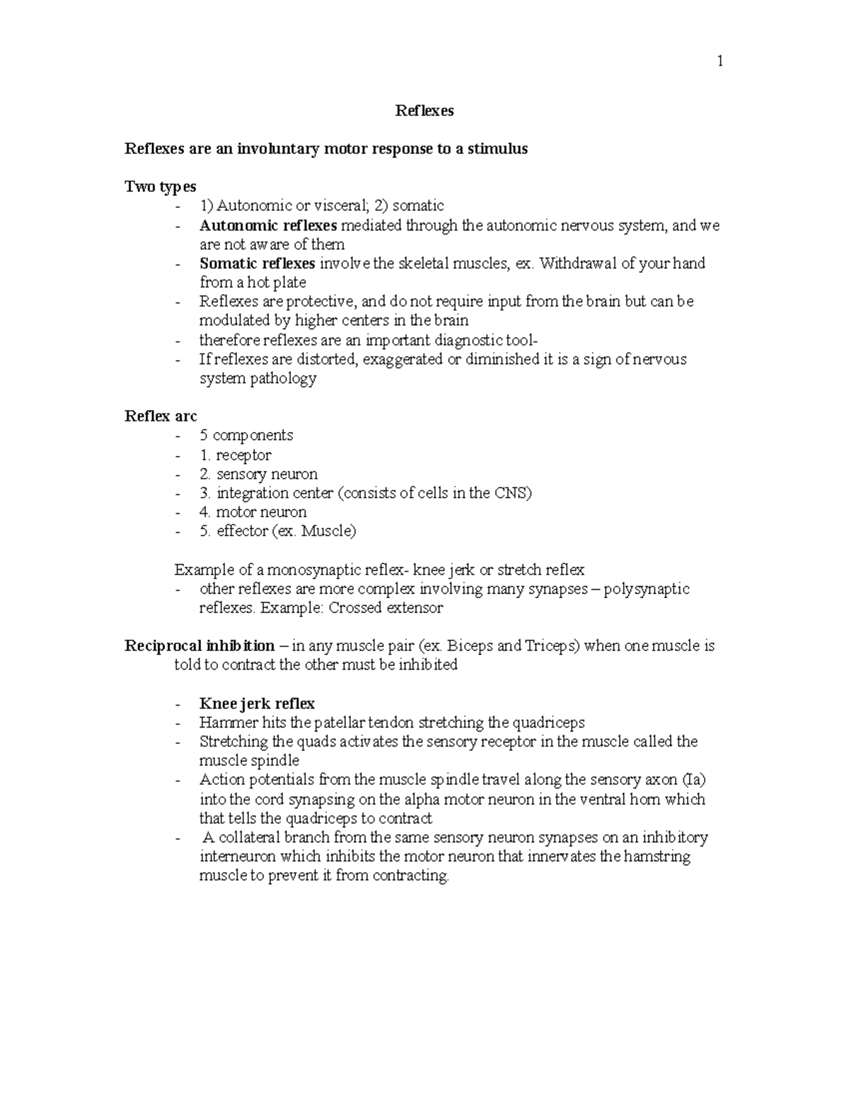 Reflexes - Important laboratory notes. - Reflexes Reflexes are an ...