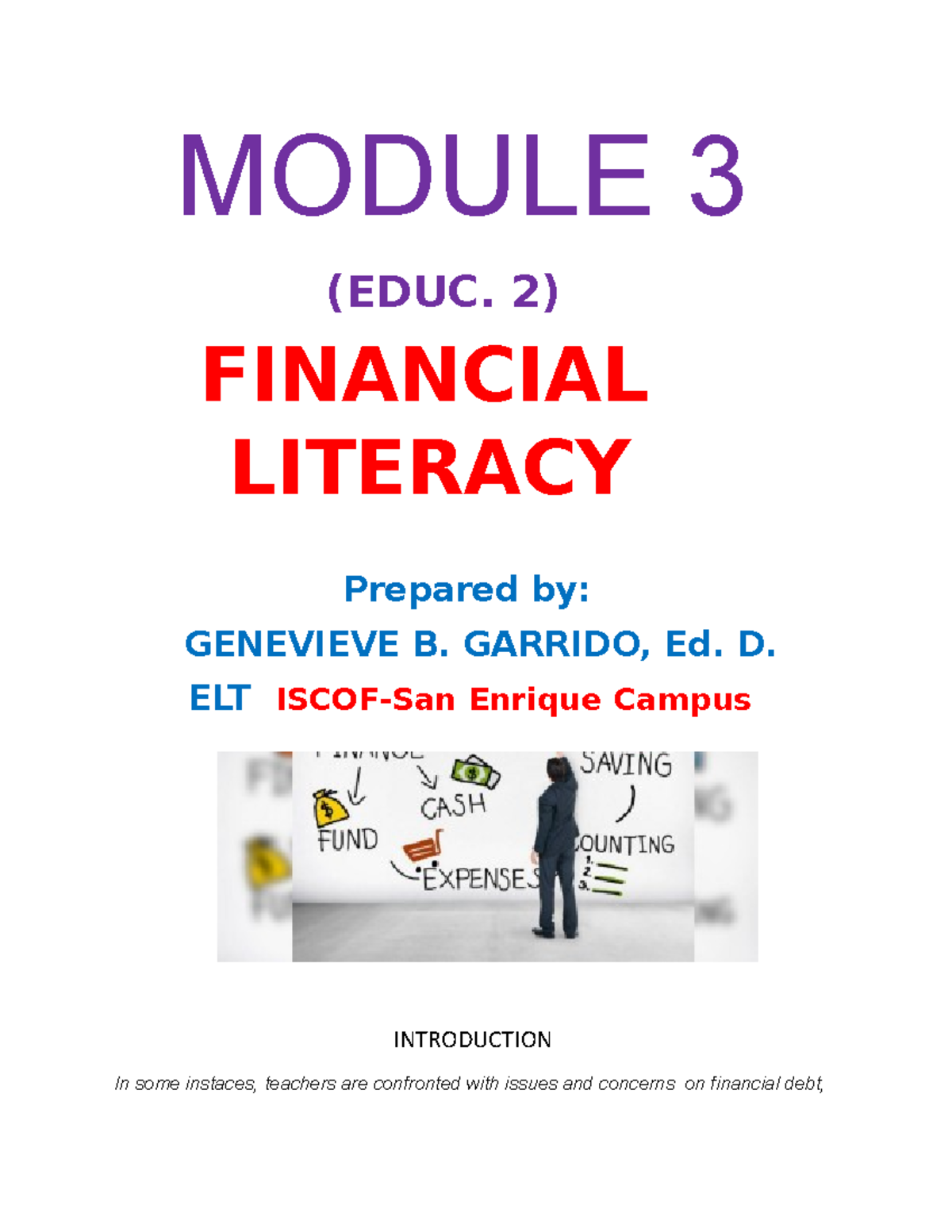 Module 3 in Educ 2 (Financial Literacy) - MODULE 3 (EDUC. 2) FINANCIAL ...