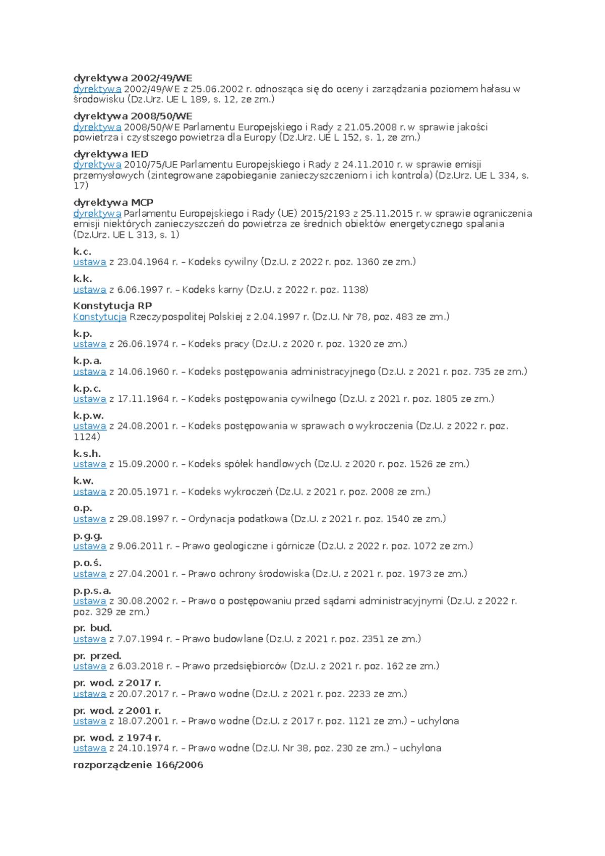 Informacje - prawo ochrony środowiska - dyrektywa 2002/49/WE dyrektywa ...