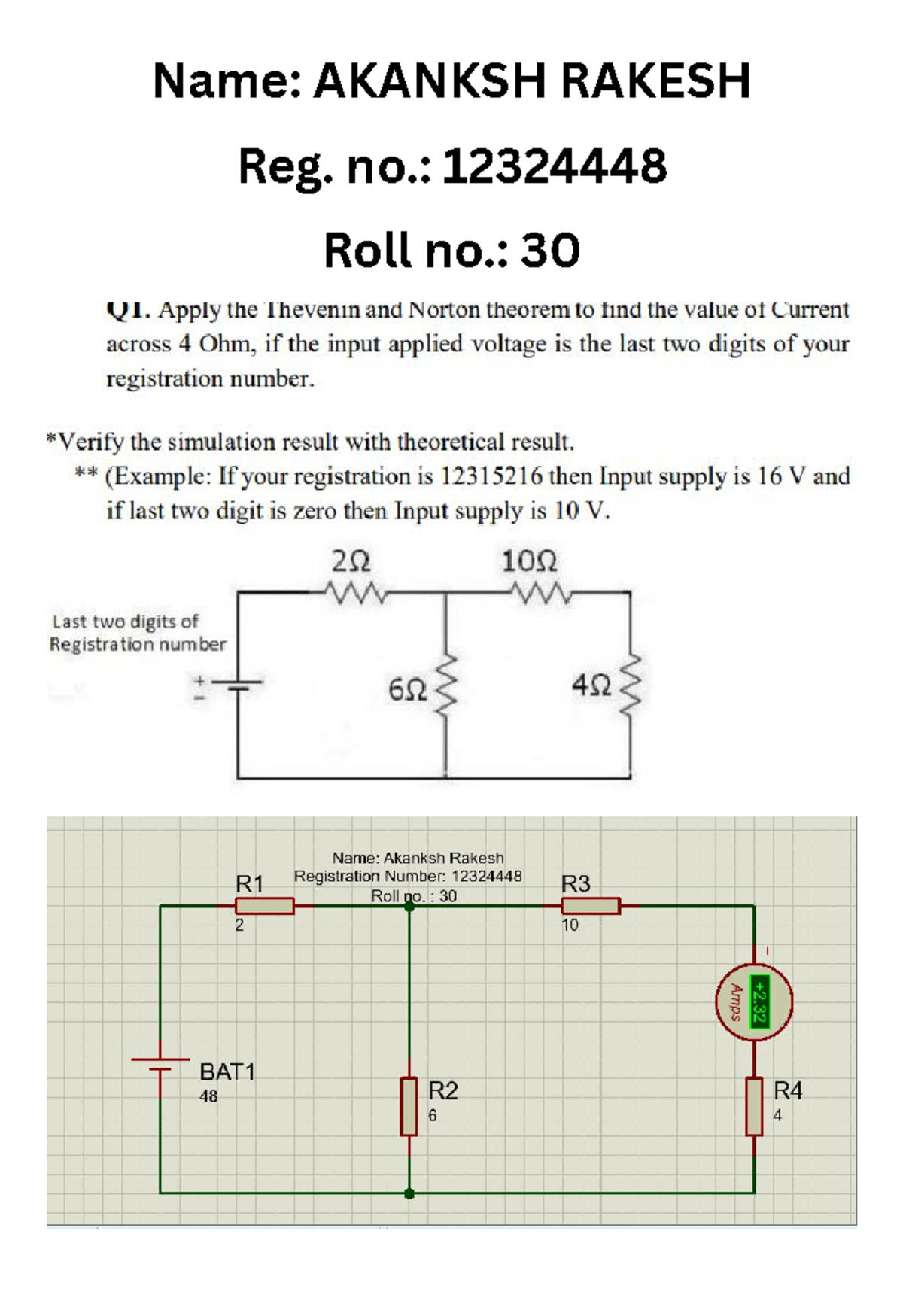 Ece 132-CA2 - Electronics practical - Name: AKANKSH RAKESH Reg. no.: 12324448 Roll no.: 30 - Studocu