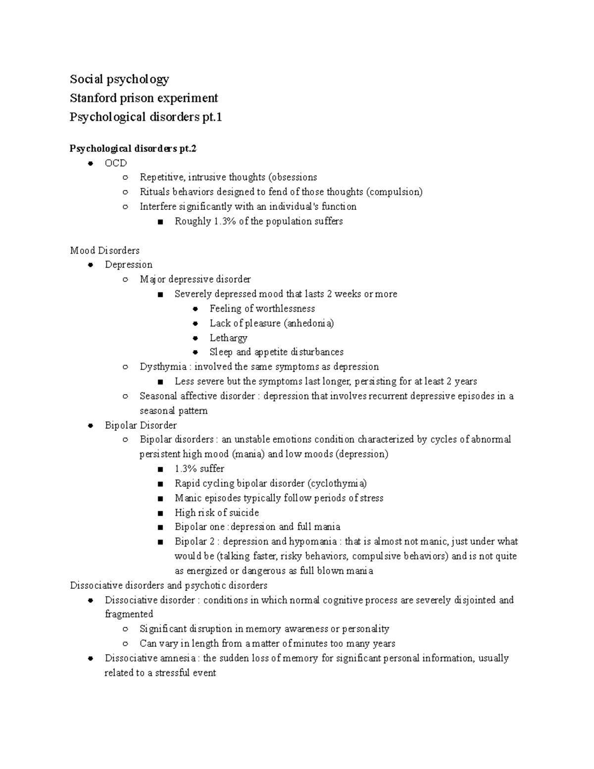 Psych exam 4 - overview of unit exam 4 - Social psychology Stanford ...