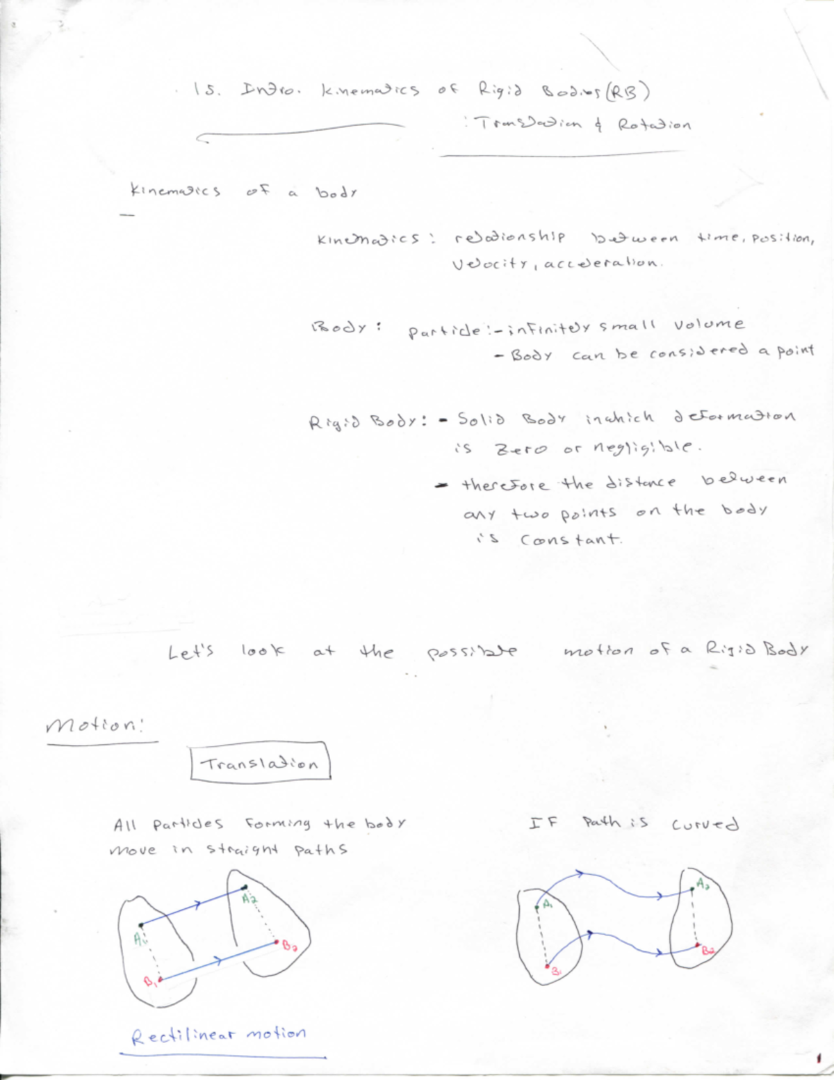 15. Intro to Kinematics Rigid Body - Translation & Rotation - ENGR230 ...
