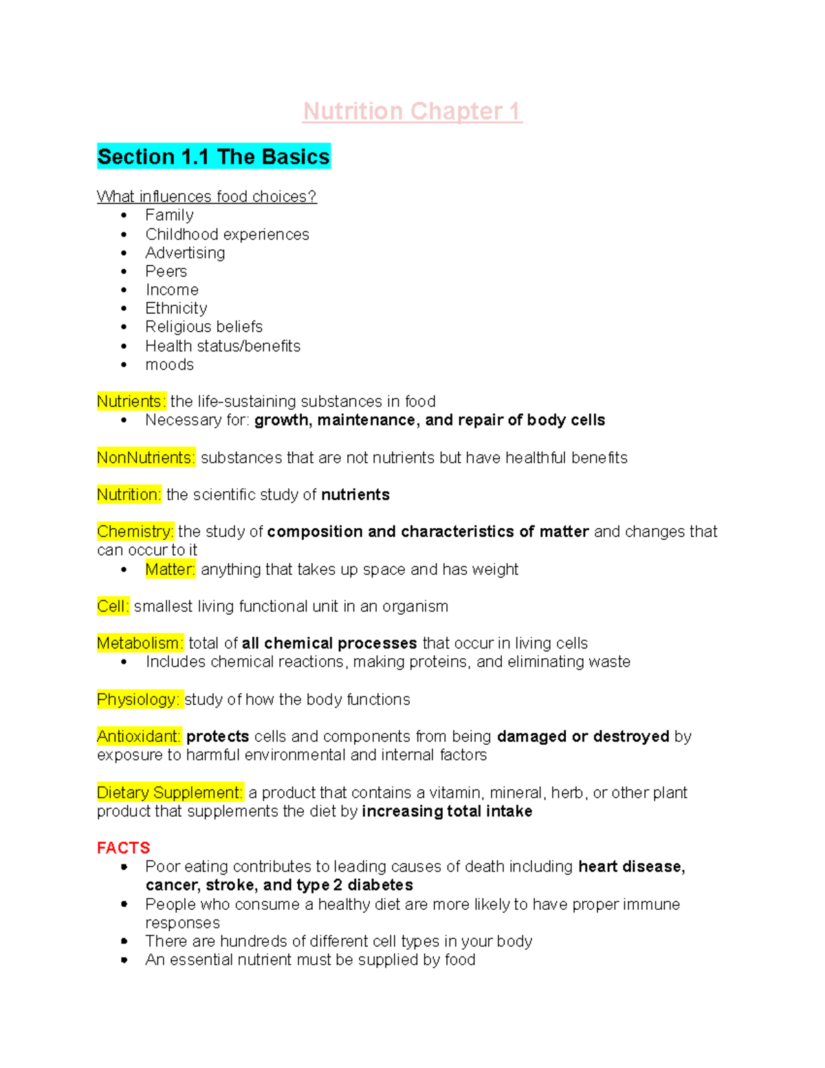 Nutrition Chapter 1 - Carbohydrates Source of energy 2. Fats + other ...